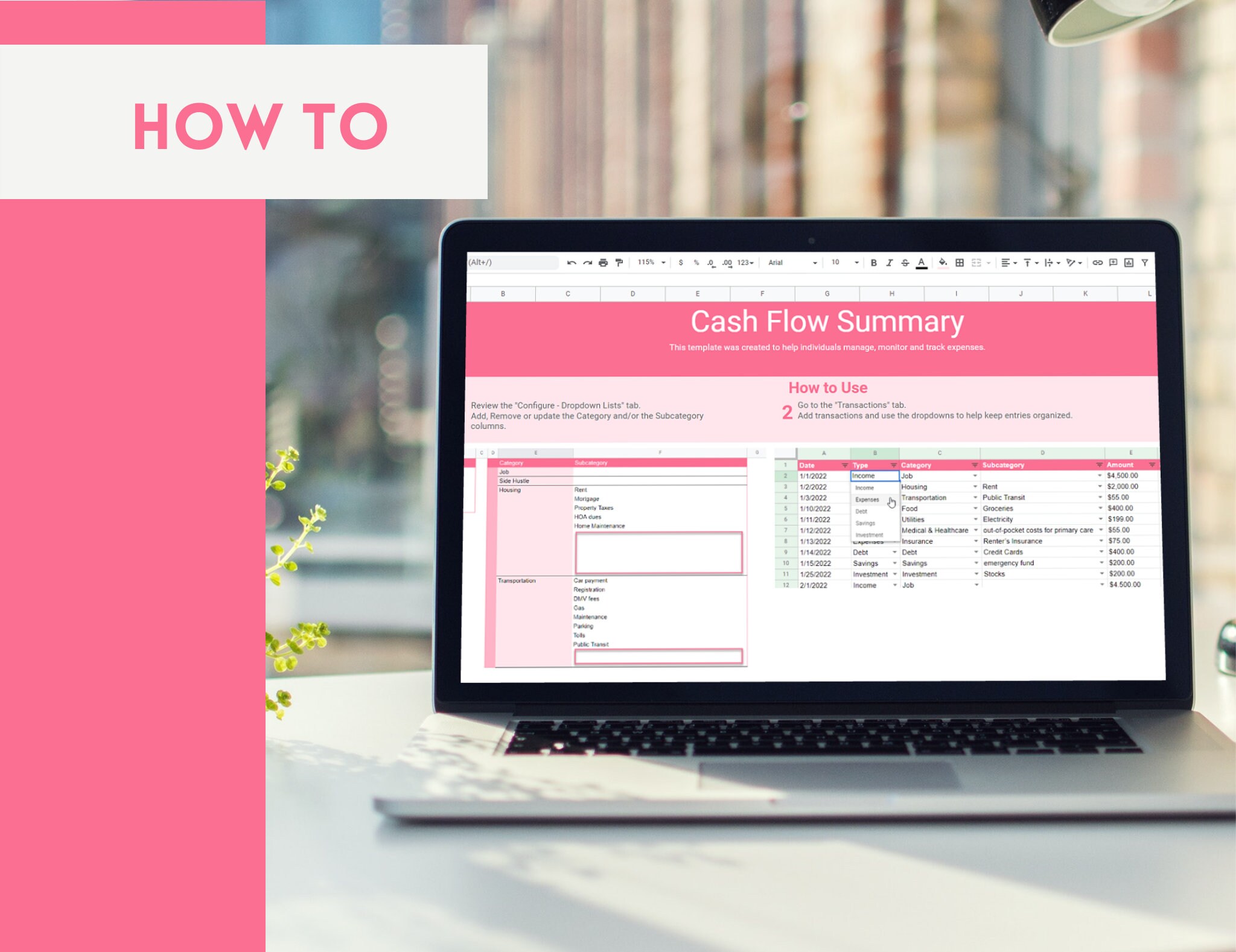 Customizable Cash Flow Template | Pink | See Where Your Cash is Going ...