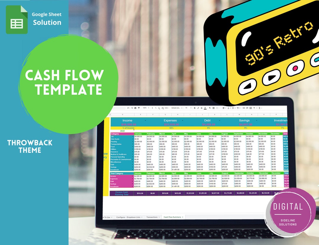 Customizable Cash Flow Template | 90s Retro | See Where Your Cash is ...