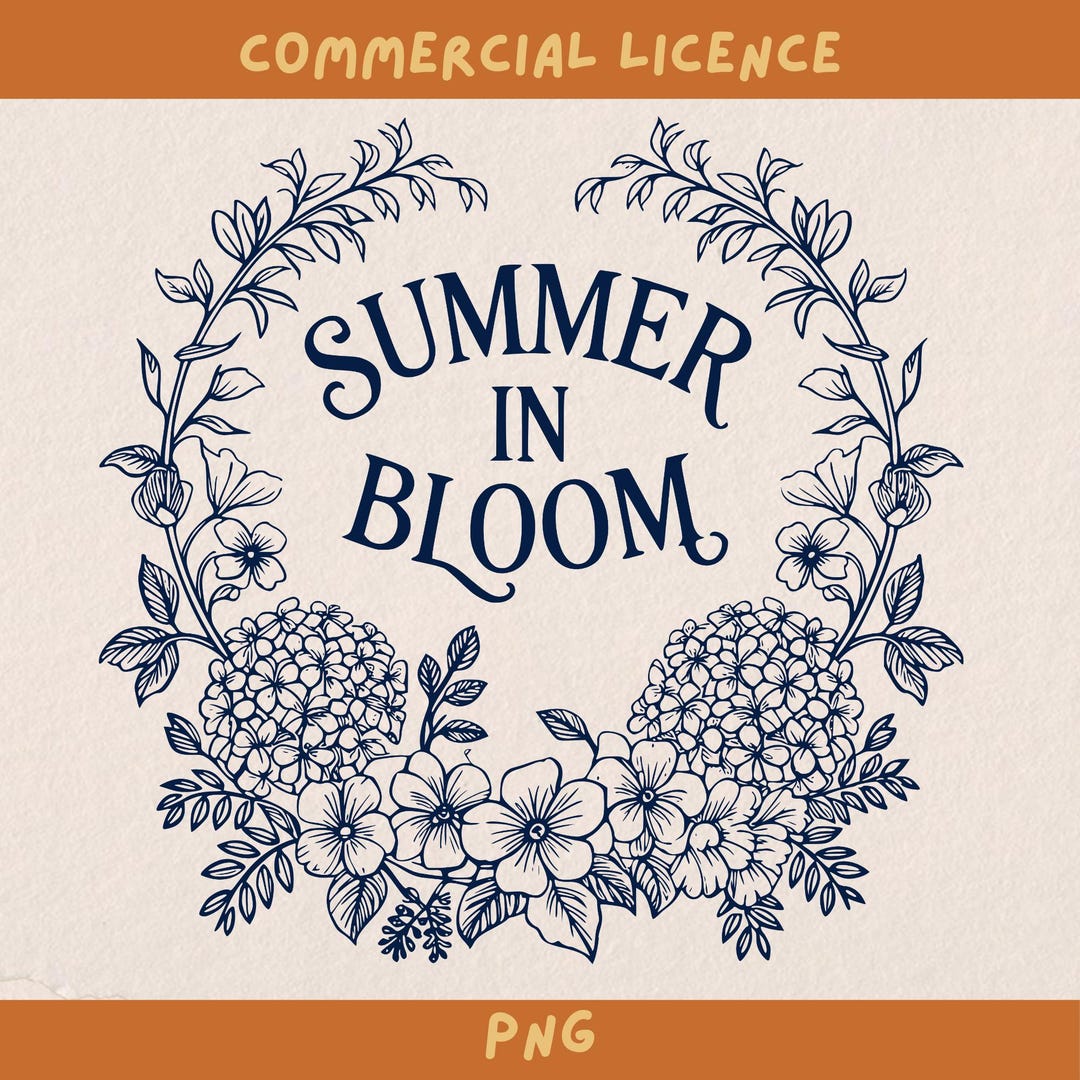Summer in Bloom Graphics, Line Art Transparent Png Shirt Design ...