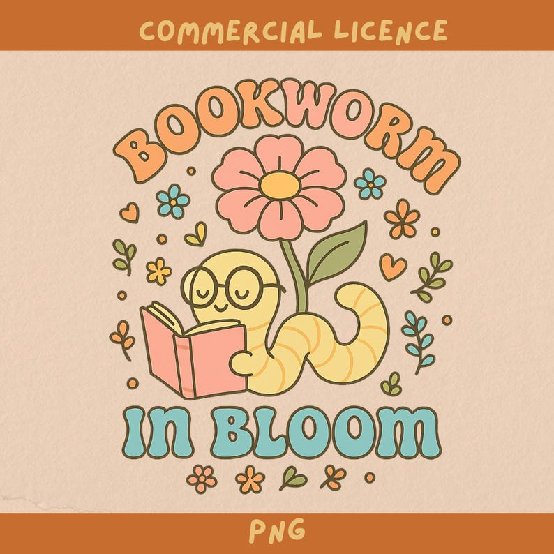 Bookworm in Bloom Reader Png Transparent Design, Cozy Book Lover Reader ...