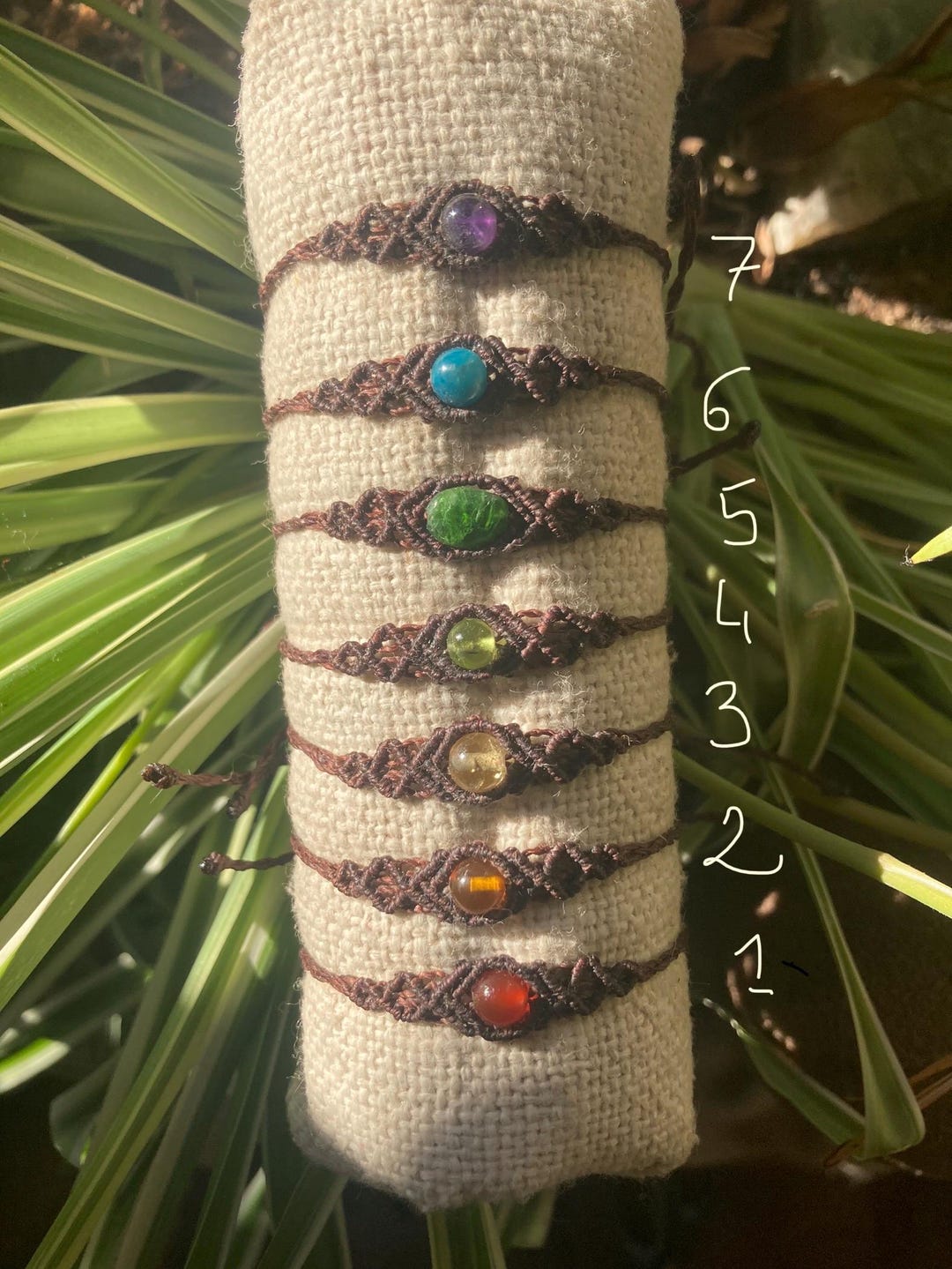 Micro-macrame Bracelets With Natural Gemstone Pearl and Brown Thread ...