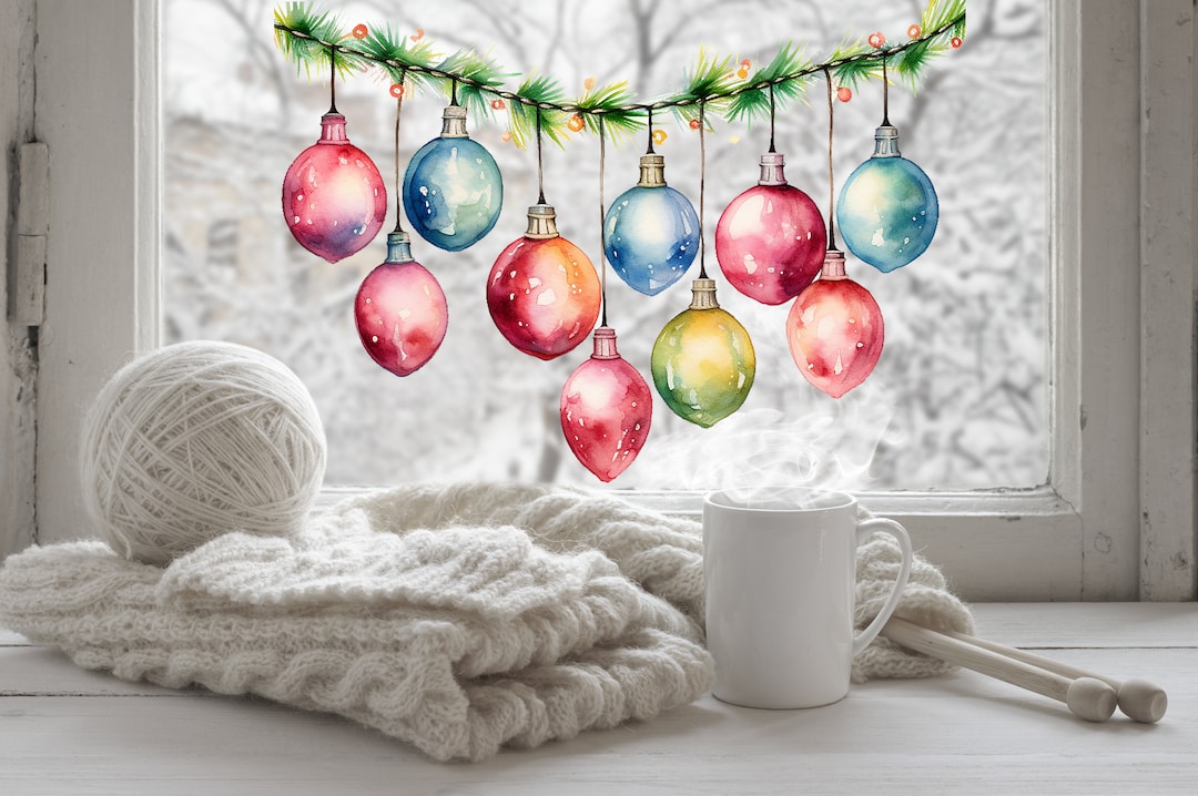 Christmas Bauble Window Sticker, Double-sided Reusable Bauble Window ...