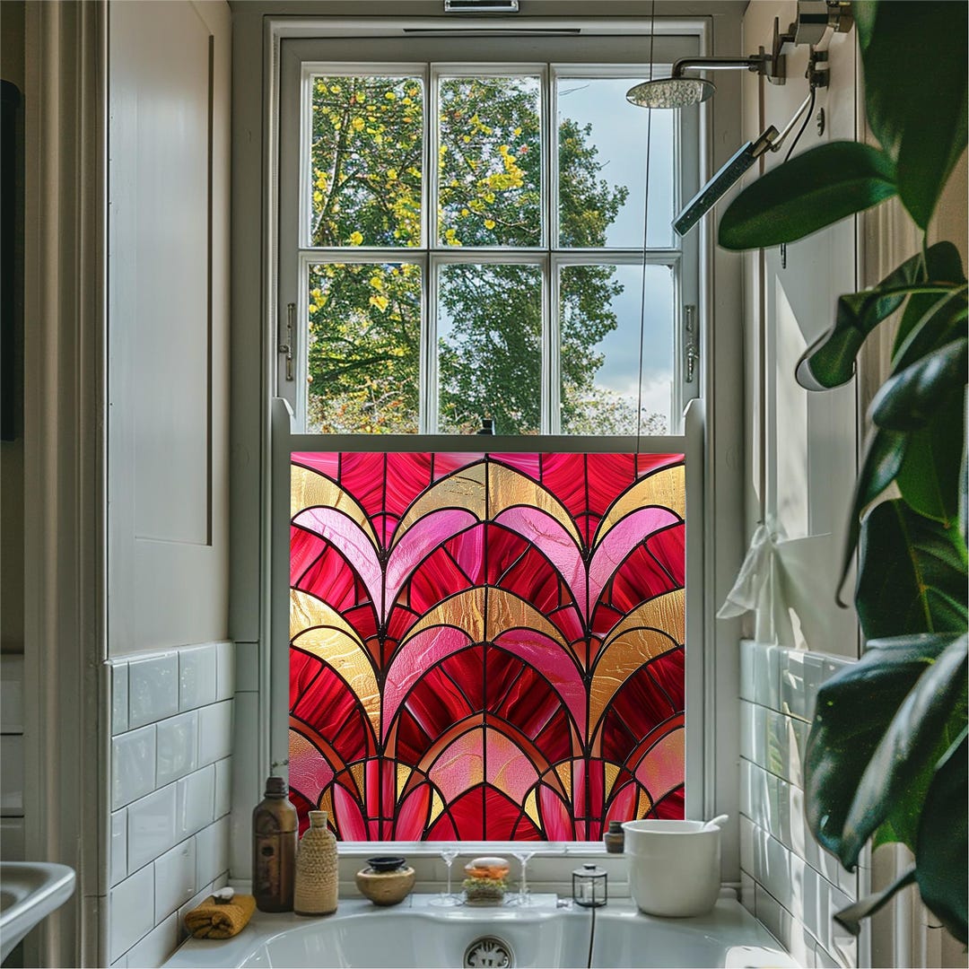 Art Deco Stained Glass Window Film, Privacy Film, Custom Size - Etsy