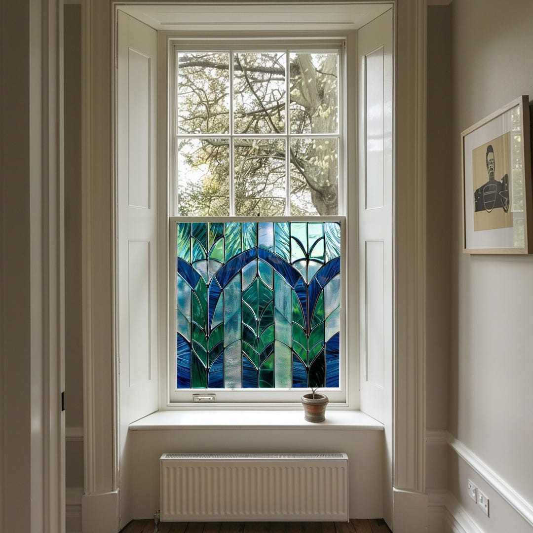 Art Deco Window Film, Blue Window Film, Window Film, Decorative Window ...