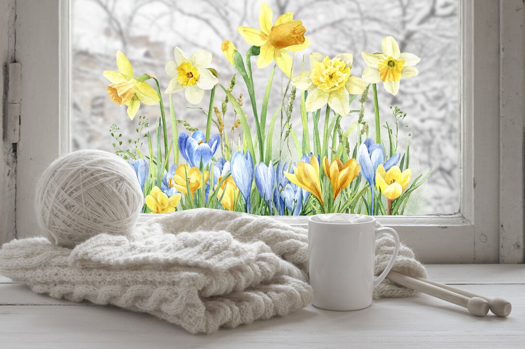 Daffodil Privacy Window Film, Static Cling Daffodil Window Film, Window ...