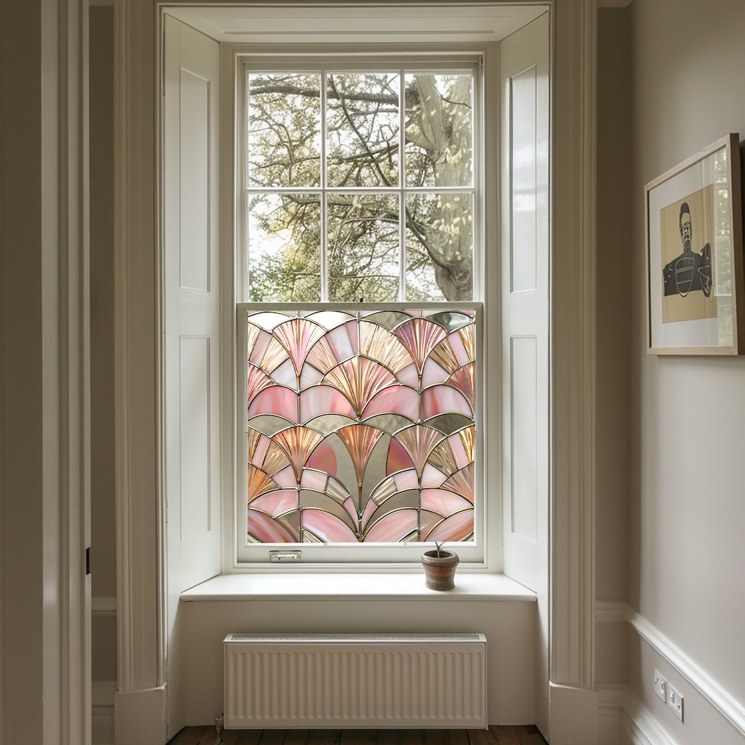 Pink Art Deco Window Film, Privacy Window Film, Window Film Privacy ...