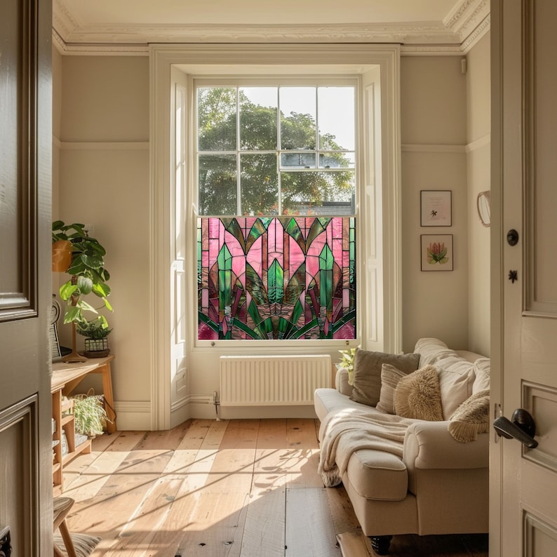 Art Deco Privacy Window Film, Geometric Stained Glass Style - Etsy