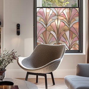 Pink Art Deco Window Film, Privacy Window Film, Decorative Window Film ...