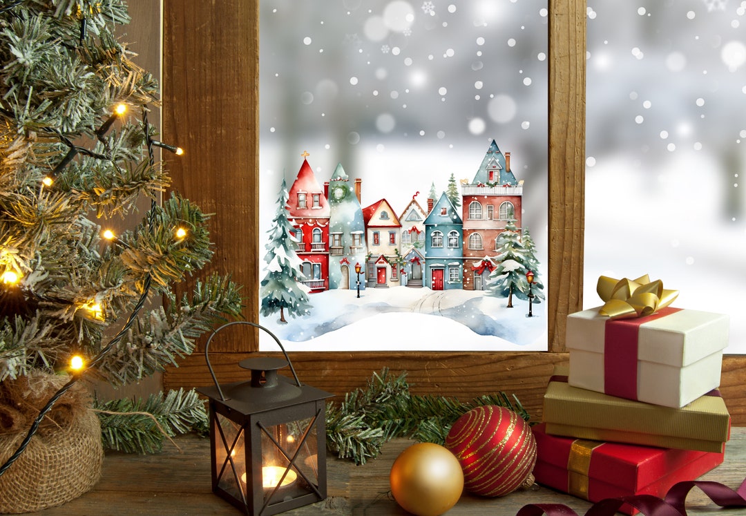 Christmas Window Sticker Christmas Winter Scene Window - Etsy