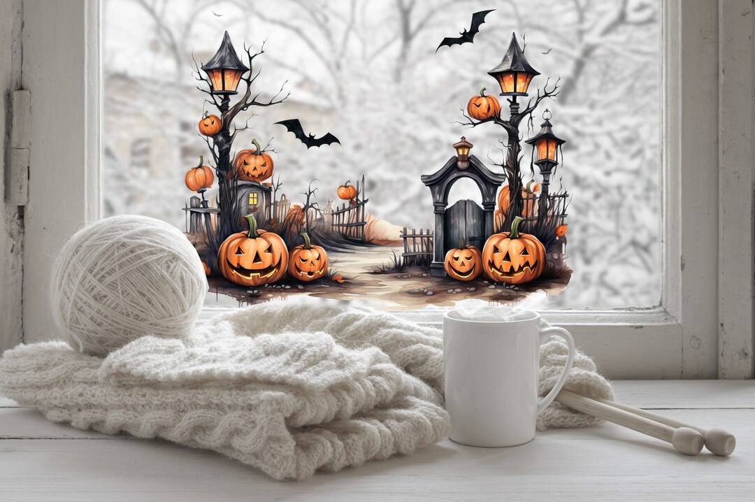 Halloween Window Stickers, Double-sided Reusable Halloween Window ...