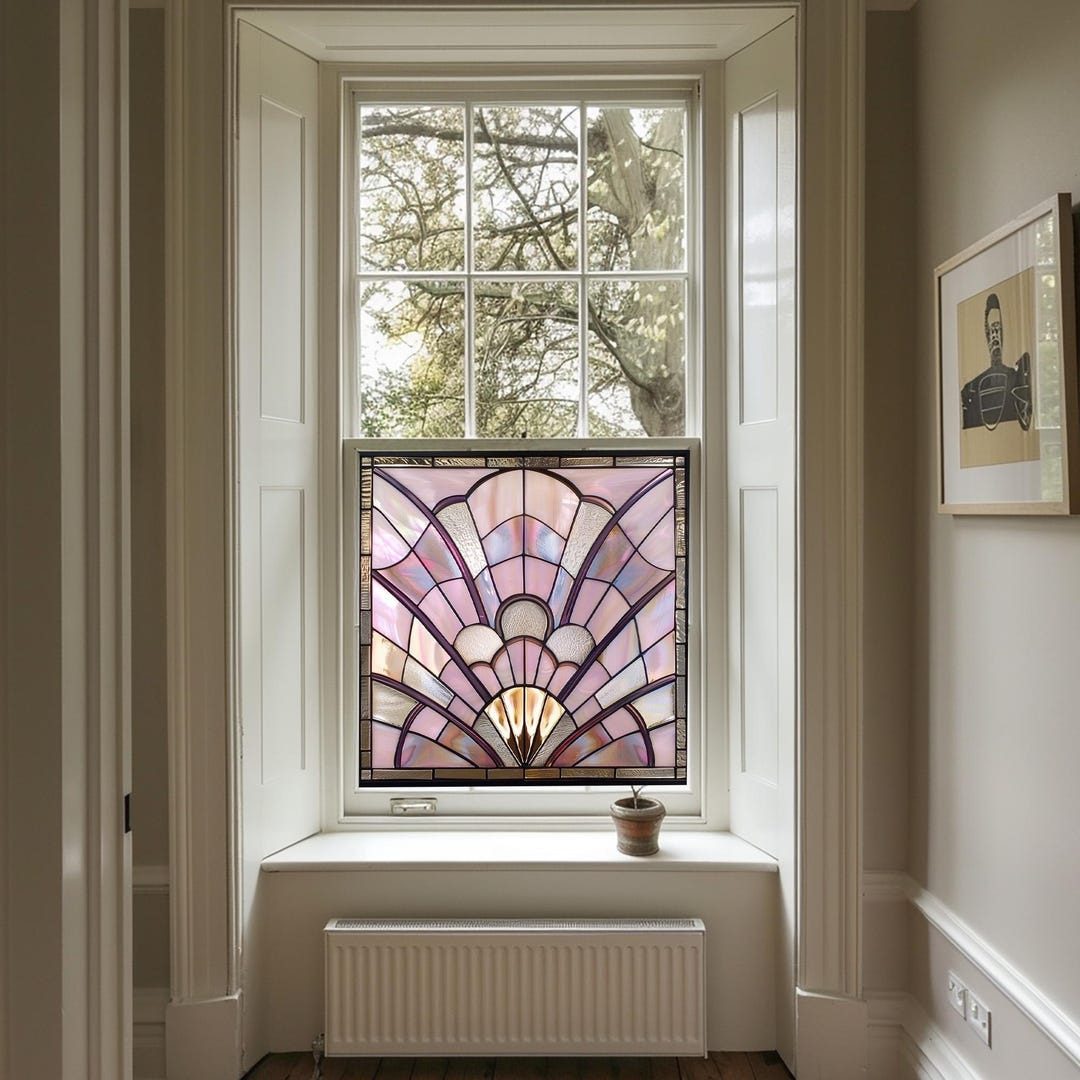 Purple Art Deco Window Film, Privacy Window Film, Decorative Window ...
