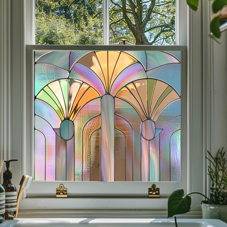 Art Deco Privacy Window Film, Stained Glass Style - Etsy