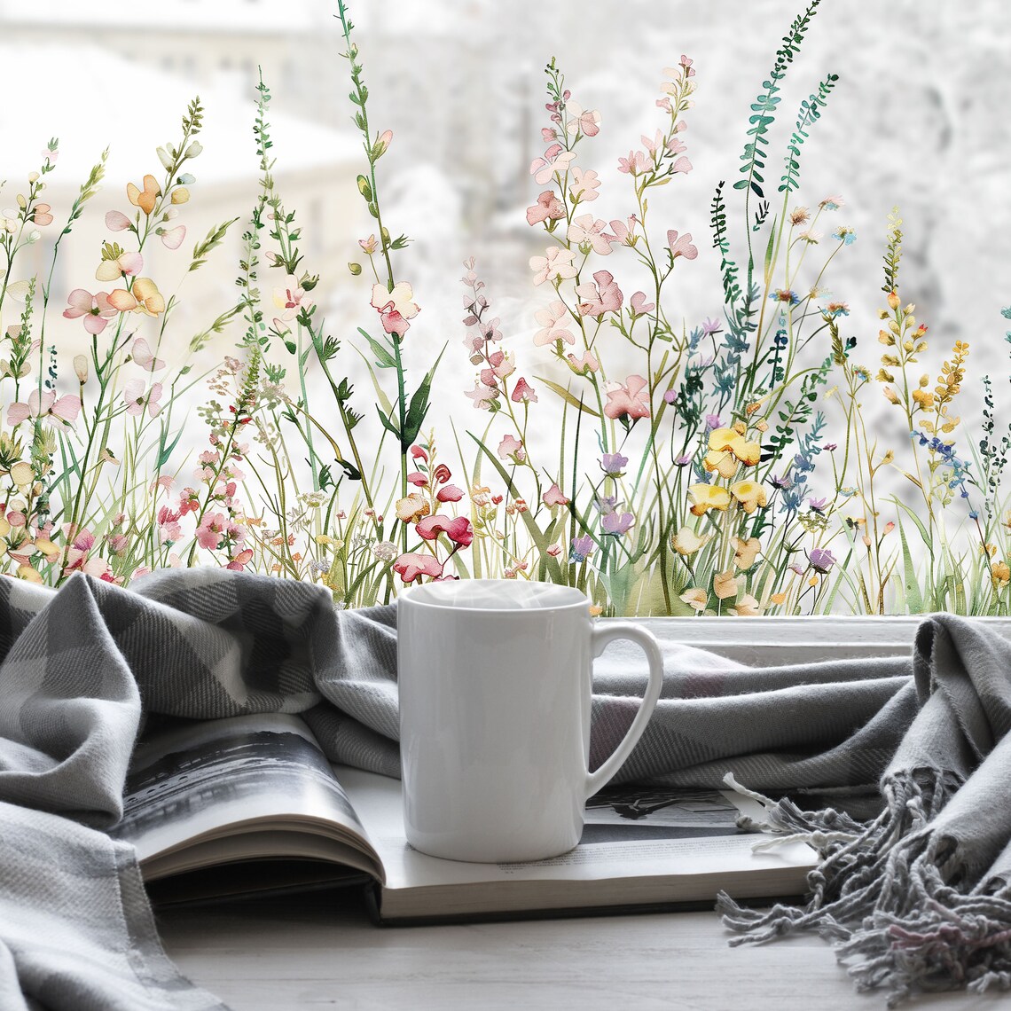 Floral Privacy Window Film, Static Cling Window Vinyl - Etsy