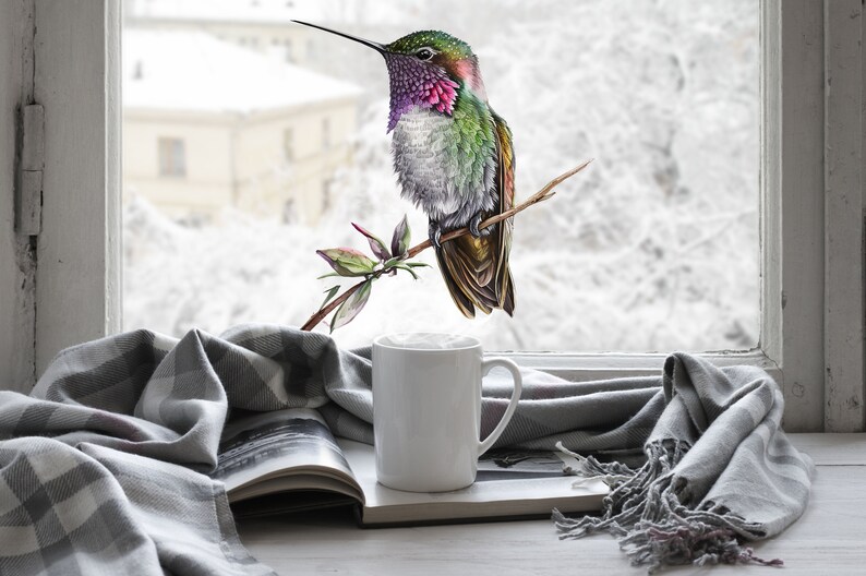 Stained Glass Hummingbird Window Stickers, Anti Bird Strike, Set of 6 ...