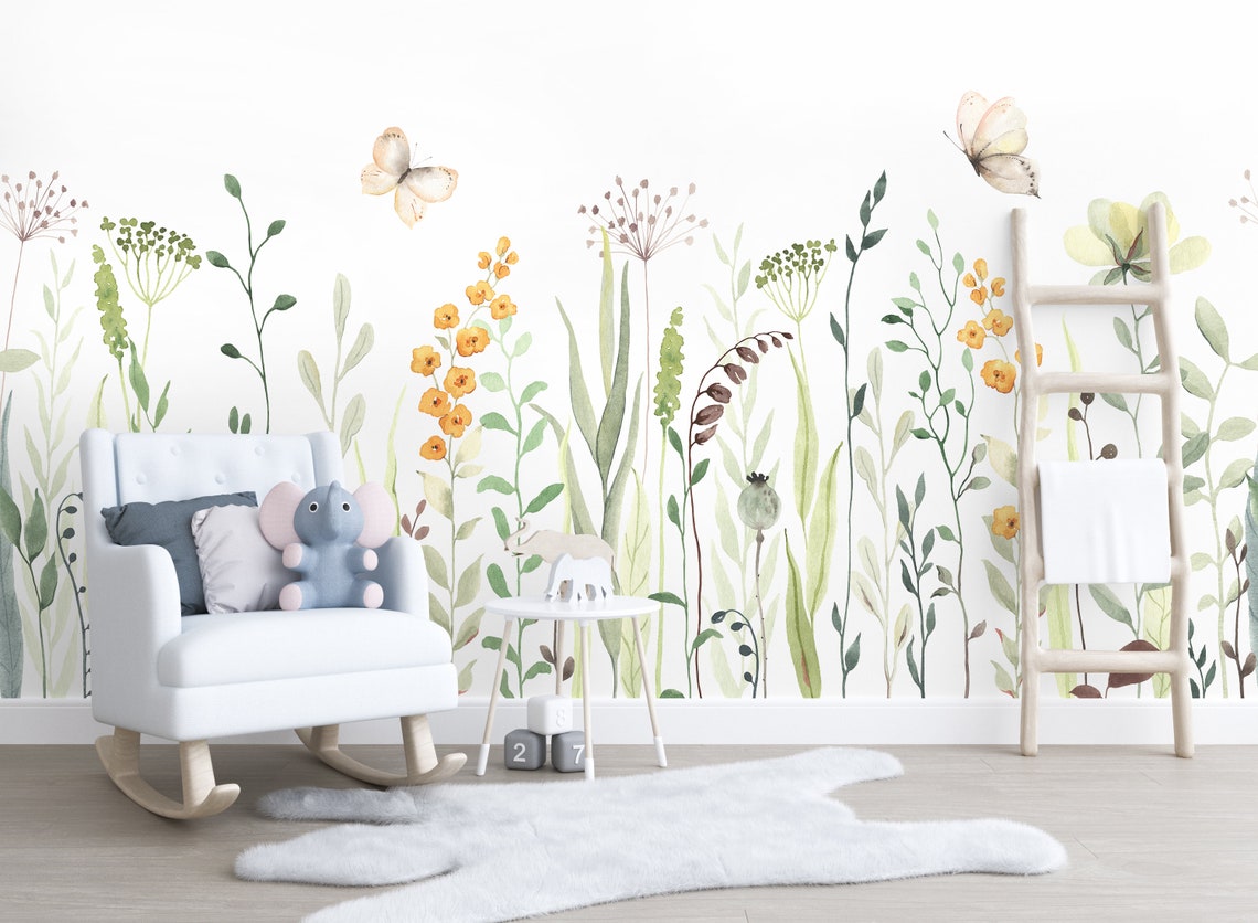 Floral Peel and Stick Wallpaper Floral Wall Mural Floral - Etsy