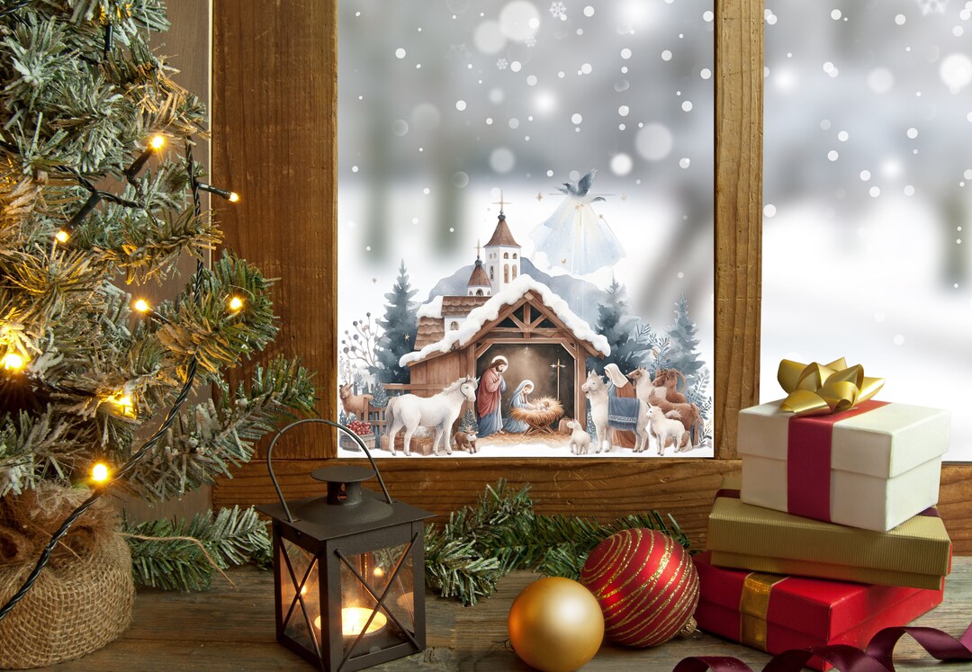 Christmas Window Sticker, Christmas Nativity Scene Window Sticker ...