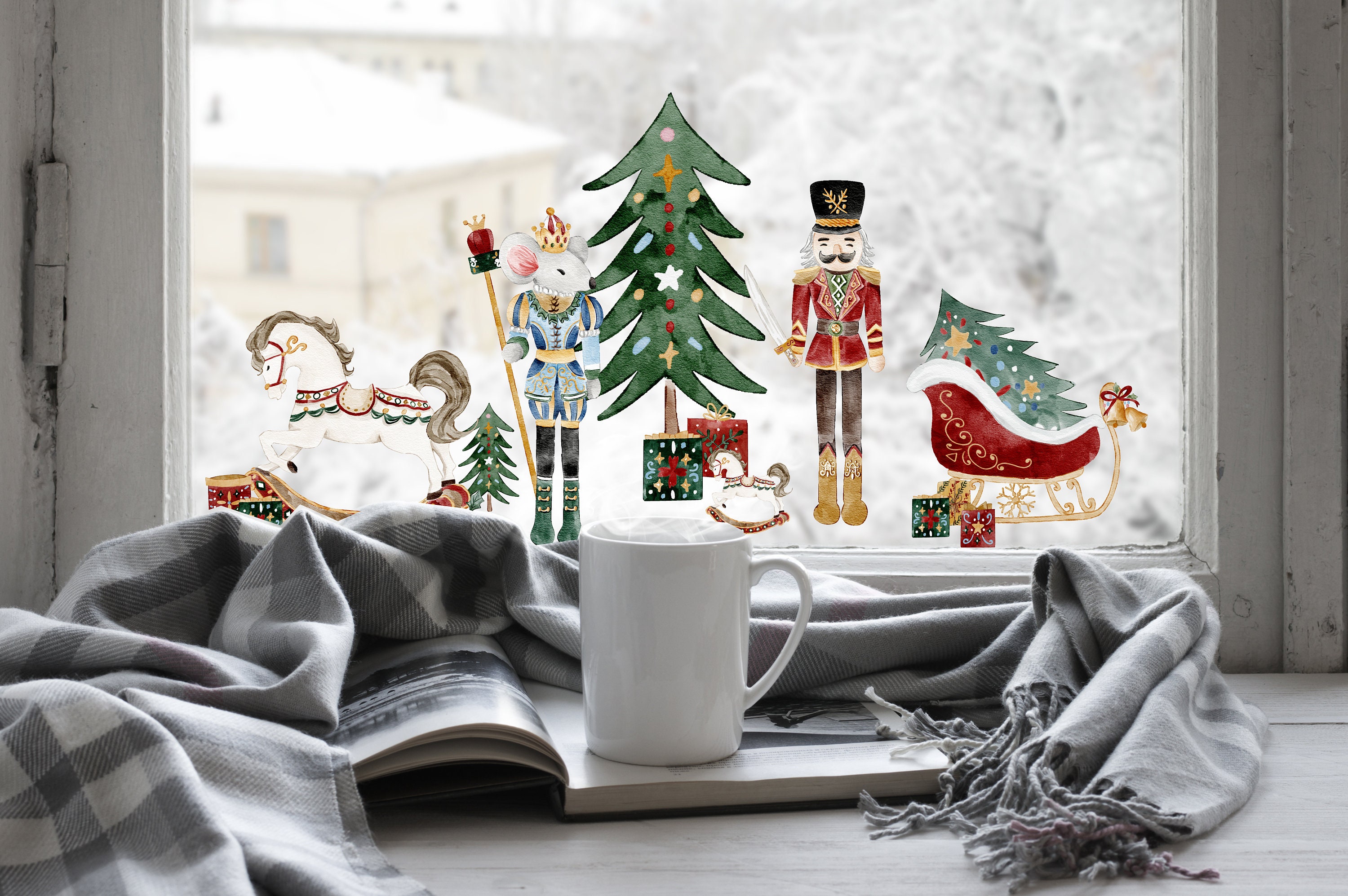 Christmas Window Sticker, Christmas Nutcracker Window Sticker, Double ...