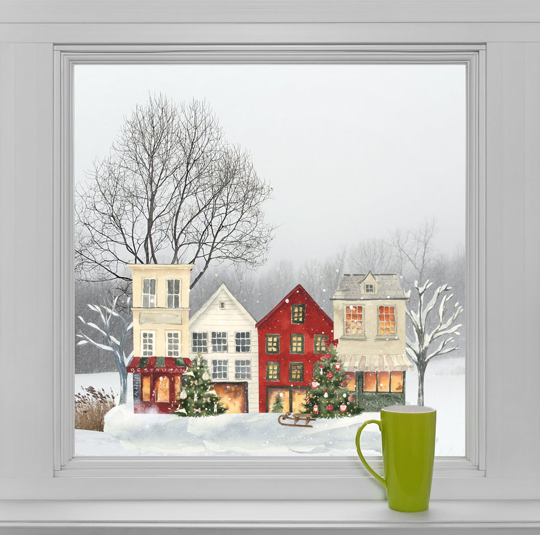 Christmas Window Sticker, Christmas Winter Scene Window Sticker, Double ...