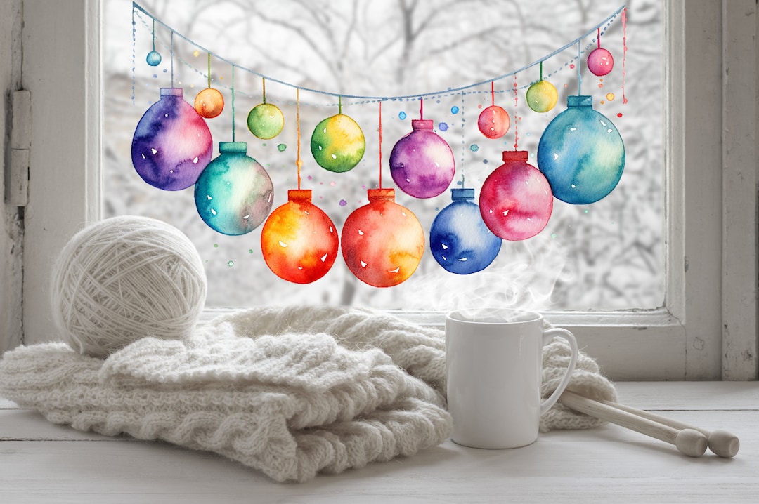 Christmas Bauble Window Sticker, Double-sided Reusable Bauble Window ...