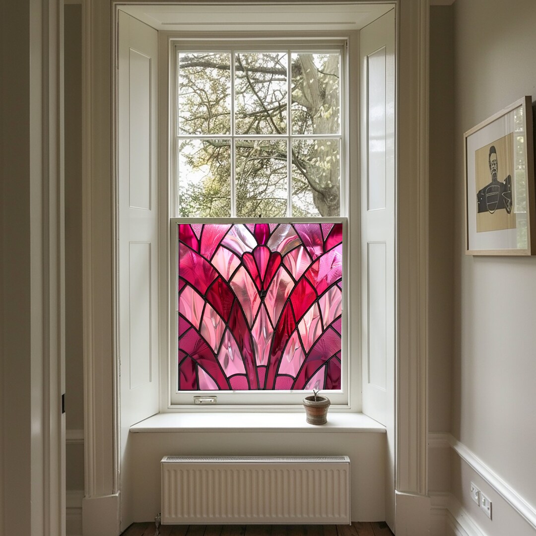 Art Deco Green Stained Glass Window Film, Privacy Window Film, Window ...