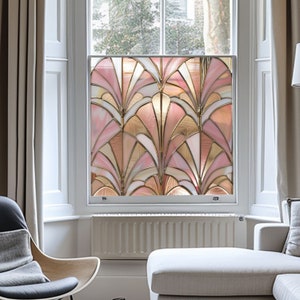 Pink Art Deco Window Film, Privacy Window Film, Decorative Window Film ...