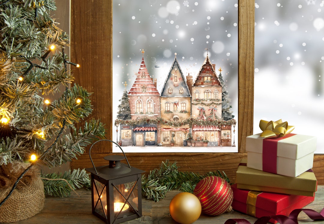Christmas Window Sticker Christmas Winter Scene Window - Etsy