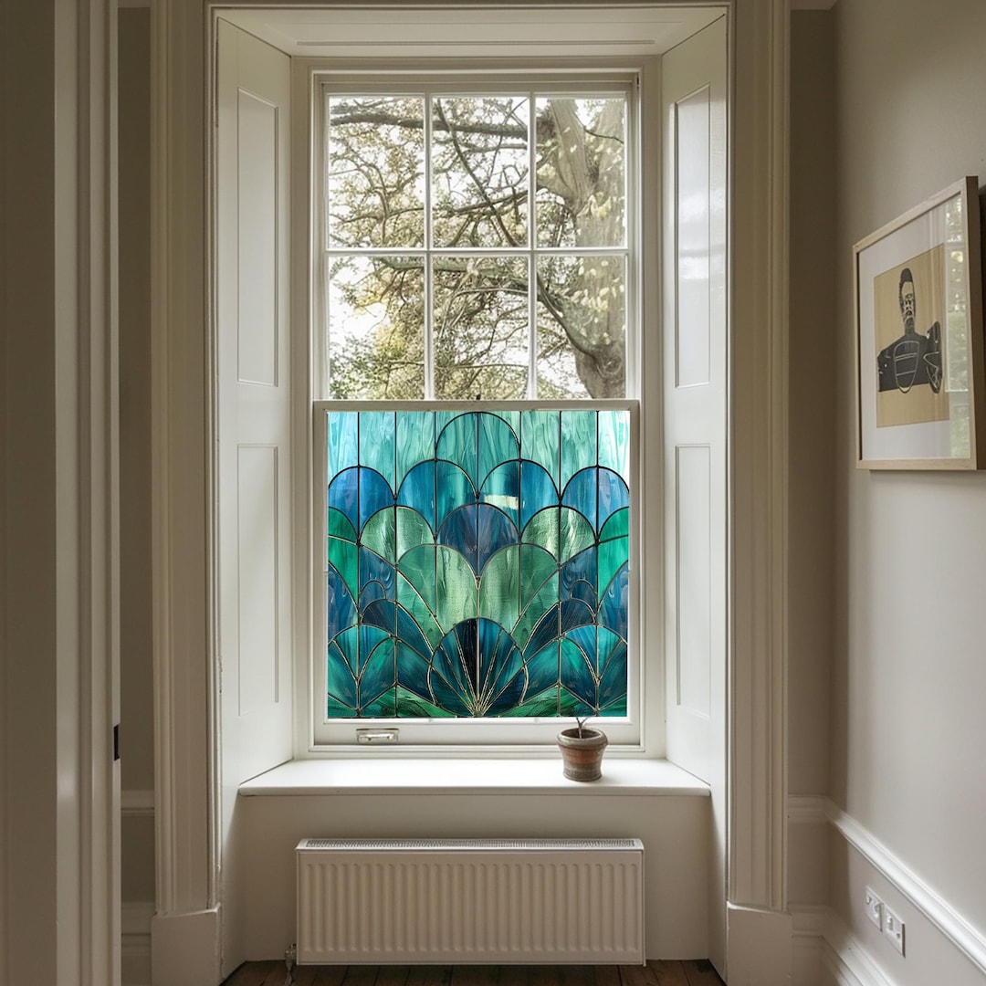 Art Deco Window Film, Blue Window Film, Window Film, Decorative Window ...