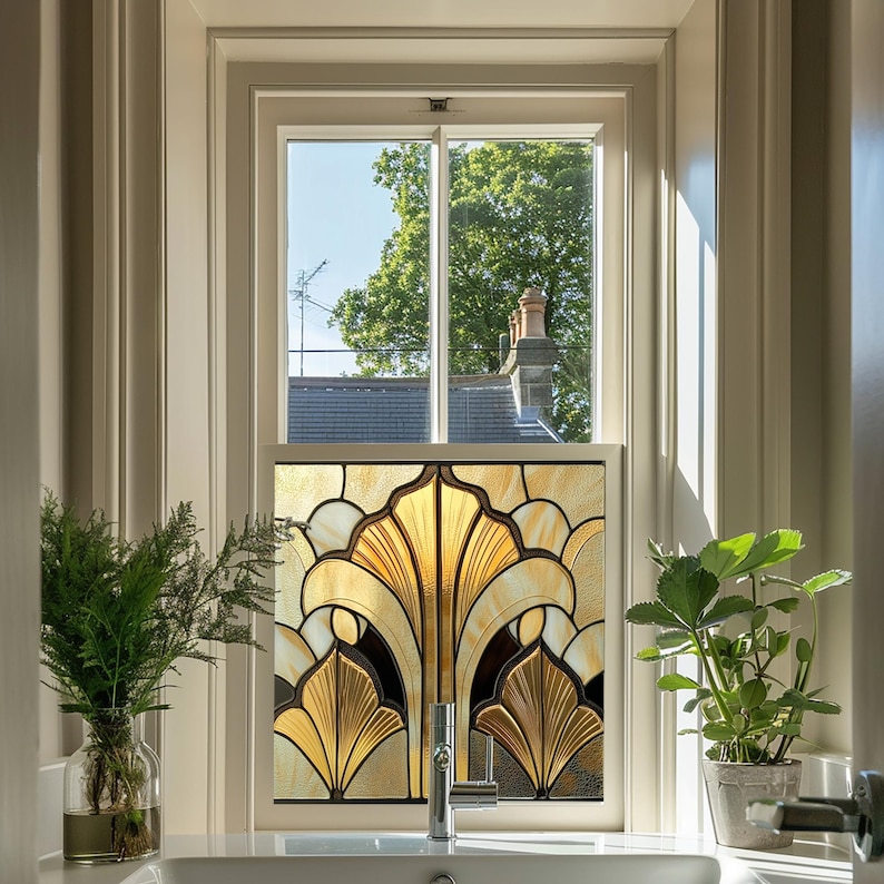 Art Deco Window Film, Privacy Stained Glass Style - Etsy