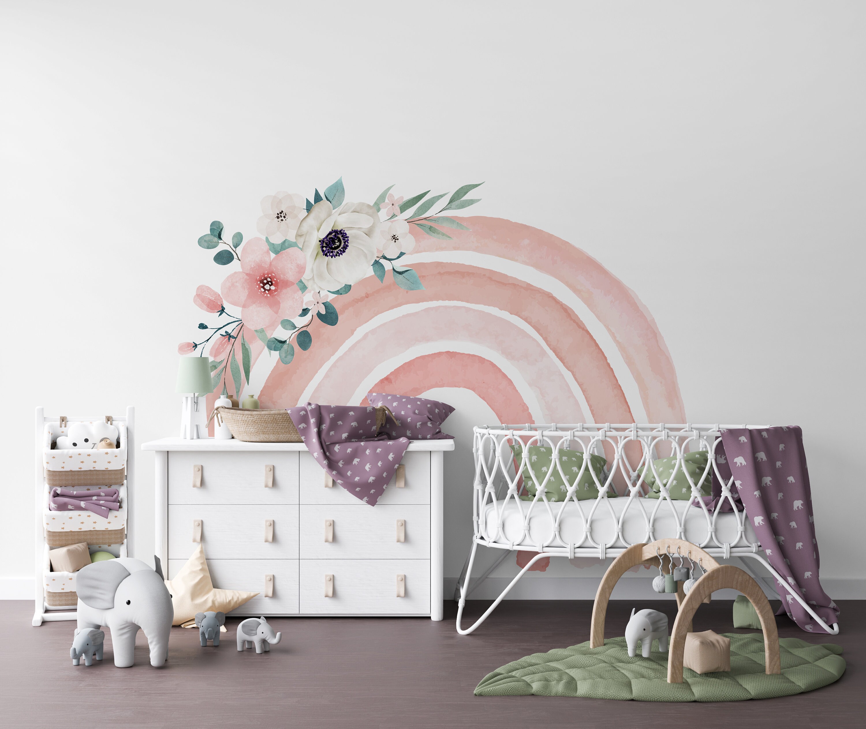 Rainbow Wall Sticker Baby Girl Nursery Stickers Rainbow Wall - Etsy