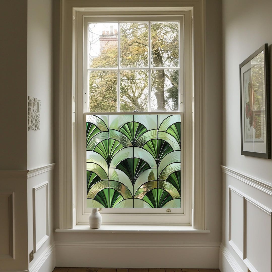 Window Film, Privacy Window Film, Green Art Deco Window Film ...