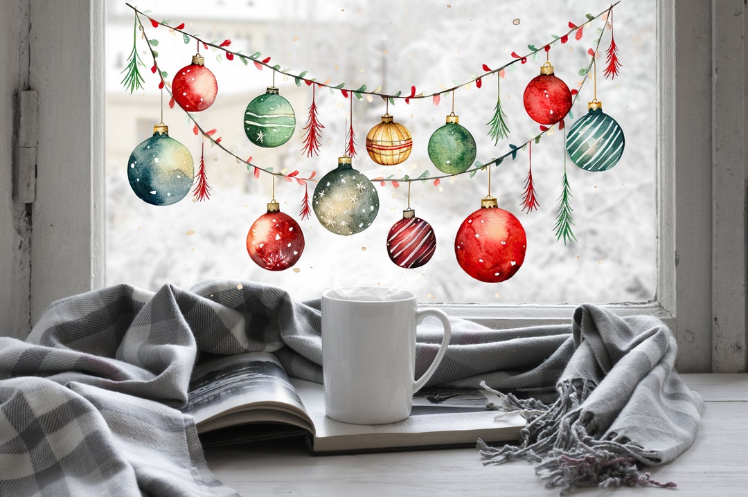 Christmas Bauble Window Sticker, Double-sided Reusable Bauble Window ...