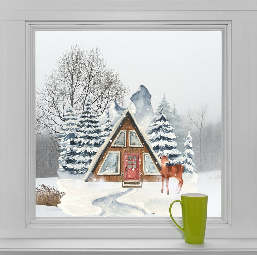 Christmas Window Sticker, Christmas Winter Scene Window Sticker, Double ...