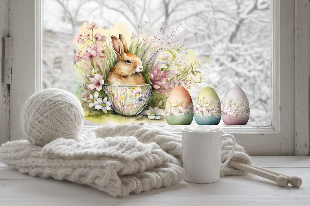 Easter Window Stickers, Reusable Easter Window Decals, Easter Bunny ...