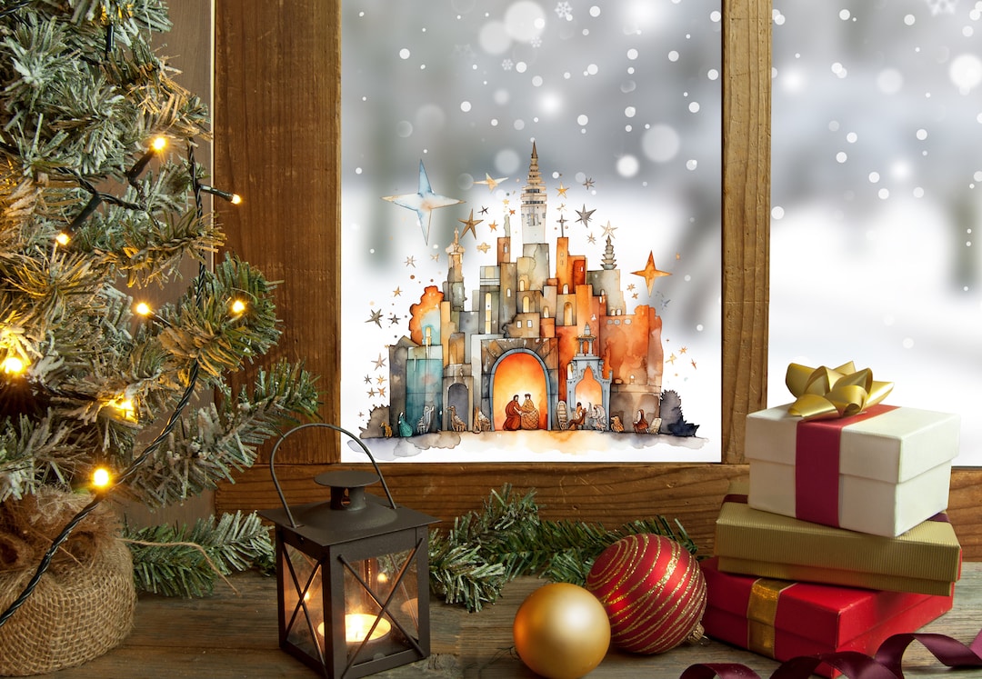 Christmas Window Sticker, Christmas Nativity Scene Window Sticker ...
