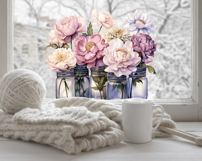 Gardenia Stained Glass Window Cling Beautiful Flower Window Artwork ...