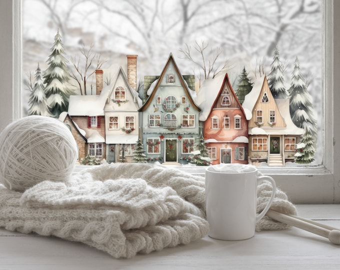 Christmas Window Sticker, Christmas Winter Scene Window Sticker, Double ...