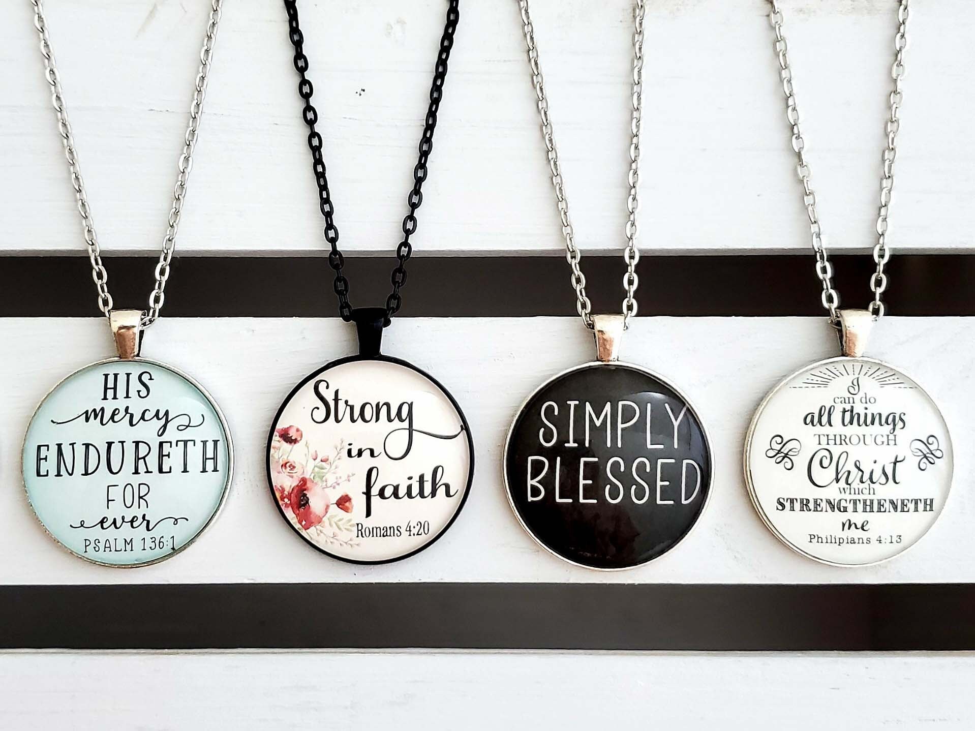 KJV Scripture Glass Pendant Necklace I Can Do All Things Through Christ ...