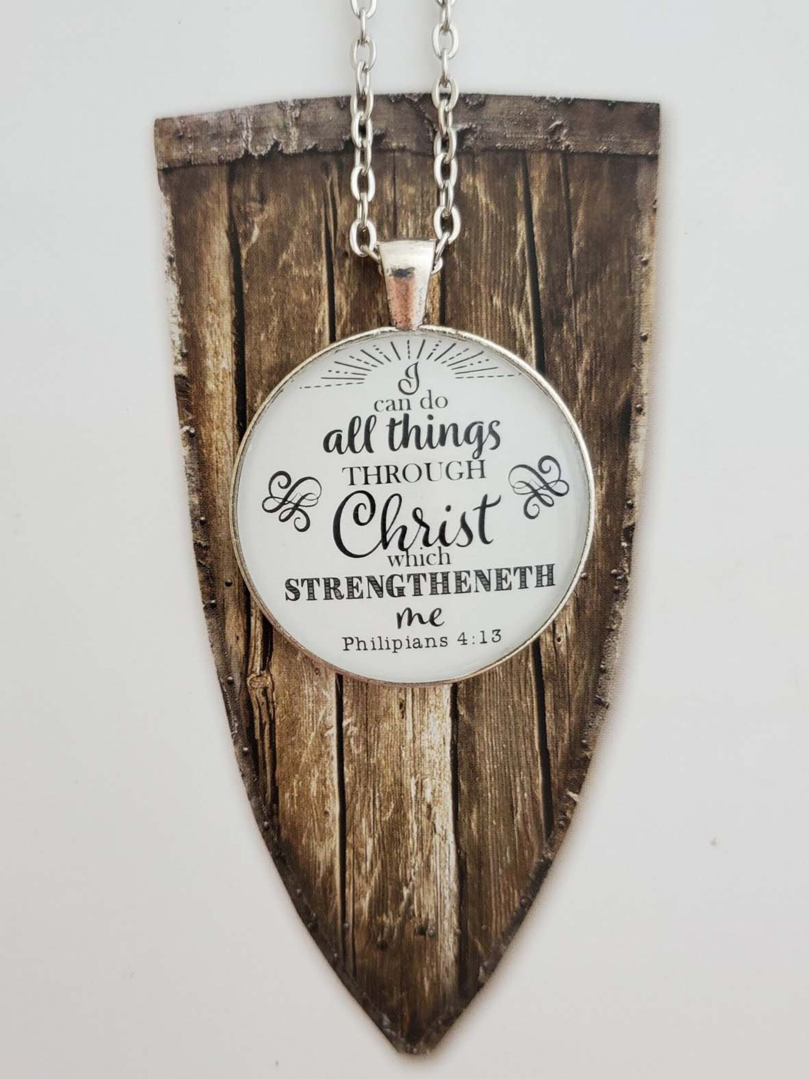KJV Scripture Glass Pendant Necklace I Can Do All Things Through Christ ...