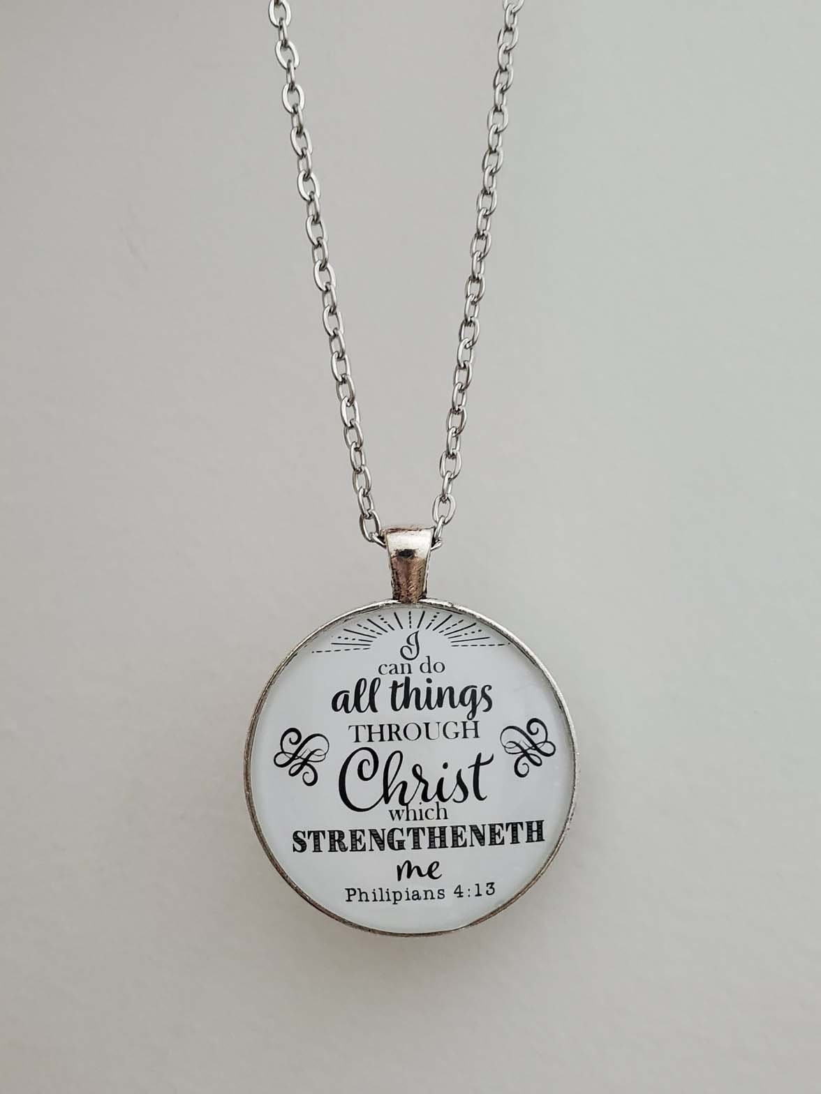 KJV Scripture Glass Pendant Necklace I Can Do All Things - Etsy