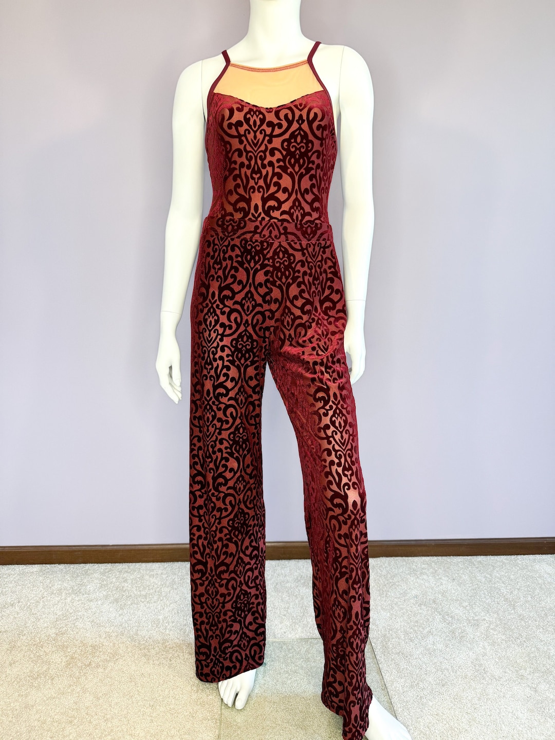 New Dance Costume Burgundy Burnout Velvet 2-piece Leotard and Pants - Etsy