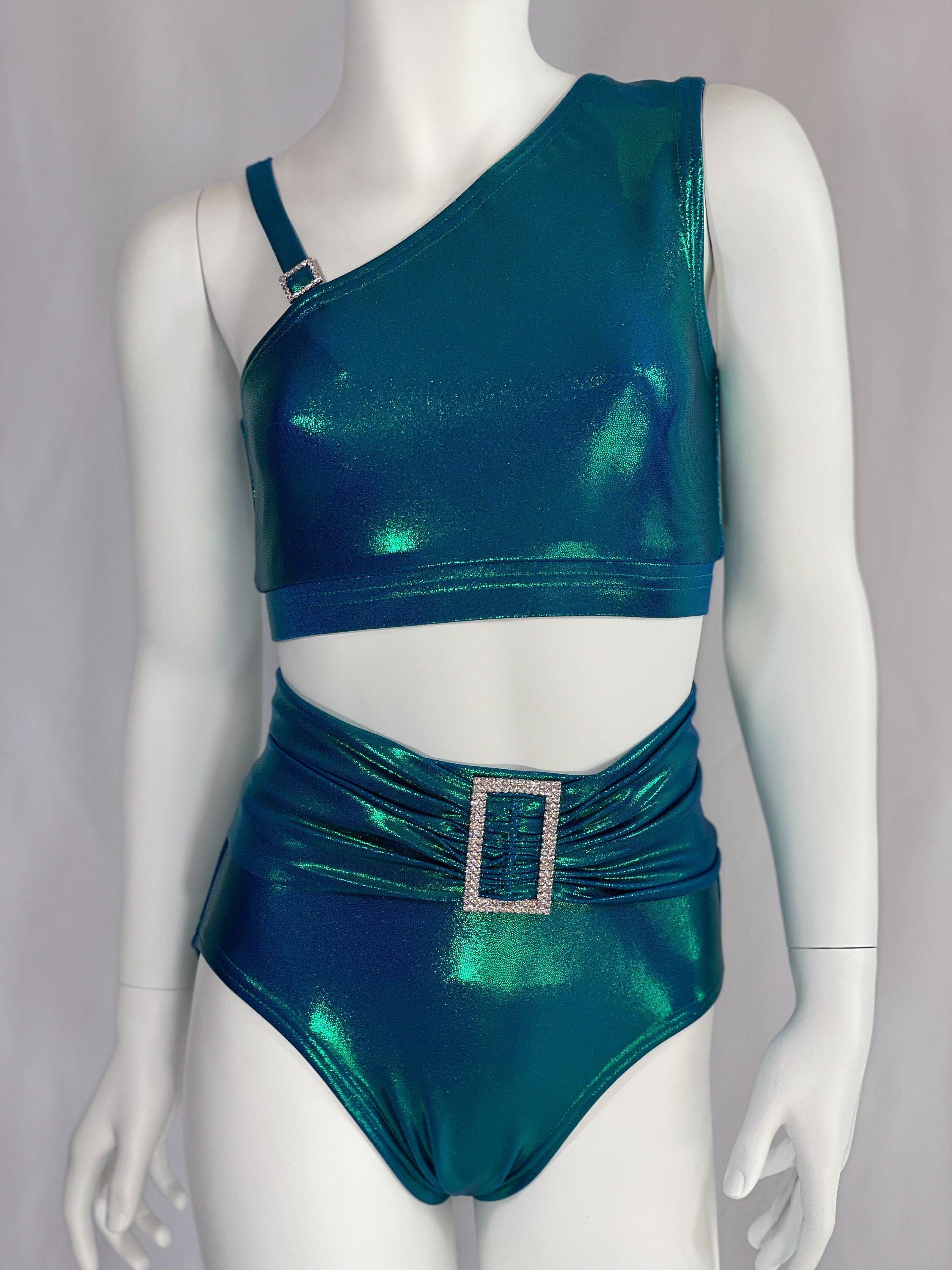 New Dance Costume 2-piece Blue/green Mystique Spandex Embellished With ...