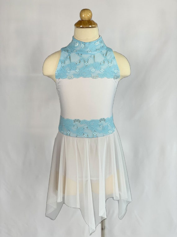 New Lyrical or Open Dance Costume White With Light Blue - Etsy
