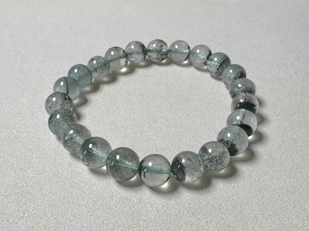 8mm Green Phantom Quartz Chlorite Garden Stretch Bead Bracelet, Natural ...