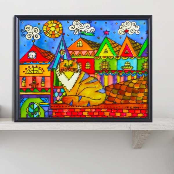 Funky Cat Art - Etsy