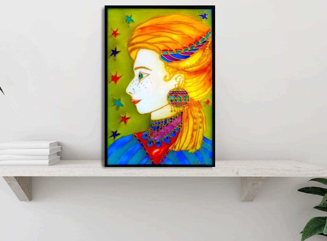 The Blonde Girl, Stained Glass Painting, Art Glass. - Etsy