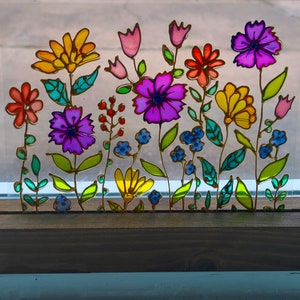 Stained Glass Meadow Flowers, Wild Flowers Glass Painting, Stained ...