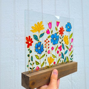 Stained Glass Meadow Flowers, Wild Flowers Glass Painting, Stained ...