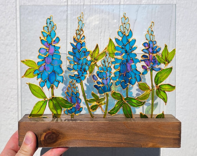 Texas Bluebonnet Suncatcher Window, Meadow Flowers Wild Flowers Glass ...