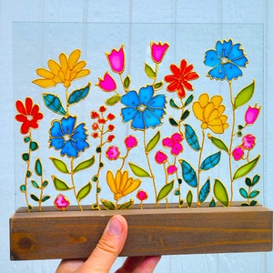 Stained Glass Meadow Flowers, Wild Flowers Glass Painting, Stained ...