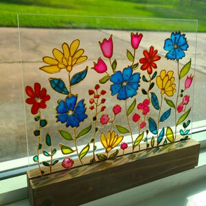 Stained Glass Meadow Flowers, Wild Flowers Glass Painting, Stained ...
